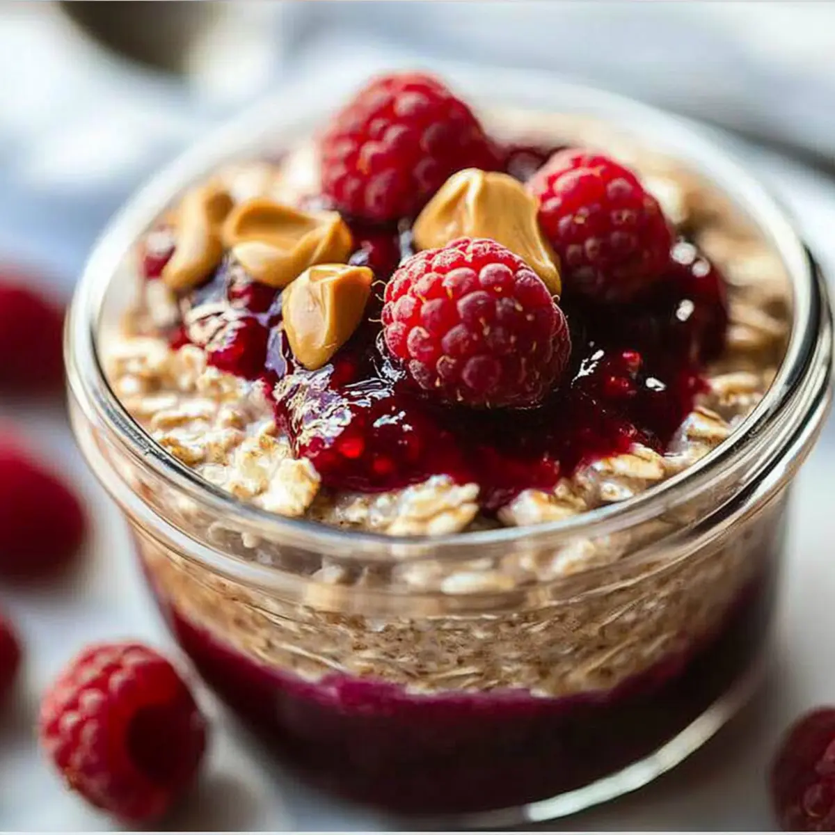 Easy Peanut Butter & Raspberry Jam Overnight Oats Recipe