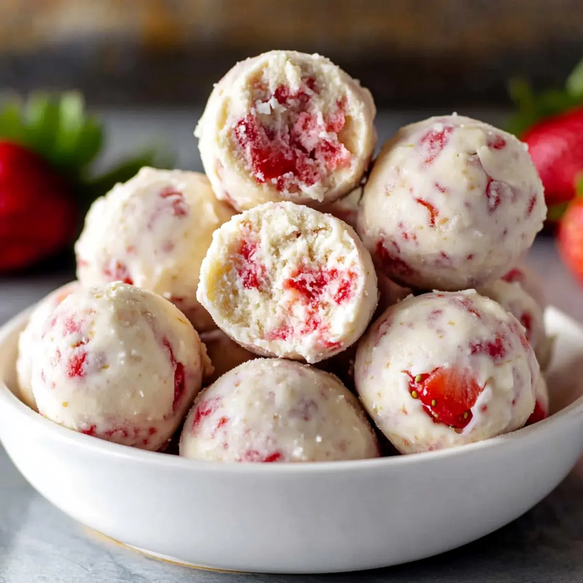 Delicious No-Bake Strawberry Cheesecake Protein Balls